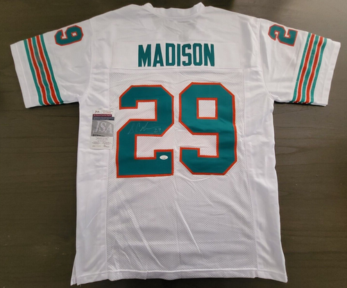 SAM MADISON #29 MIAMI DOLPHINS SIGNED AUTOGRAPH WHITE CUSTOM SZ XL ...