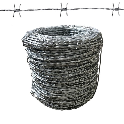 328FT (100m) 16 Gauge 4 Point Barbed Wire Fence, Silver Steel, Perfect ...