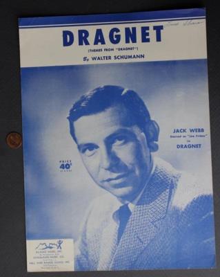 1953 Jack Webb as Sgt. Joe Friday Dragnet TV show theme song sheet ...
