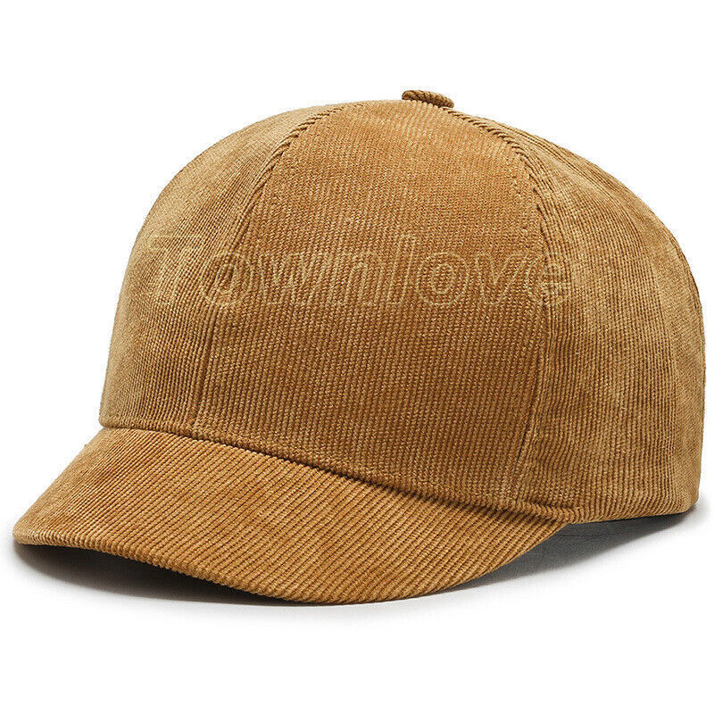 Men Womens Corduroy Caps Short Brim Baseball Hat Casual Sport ...