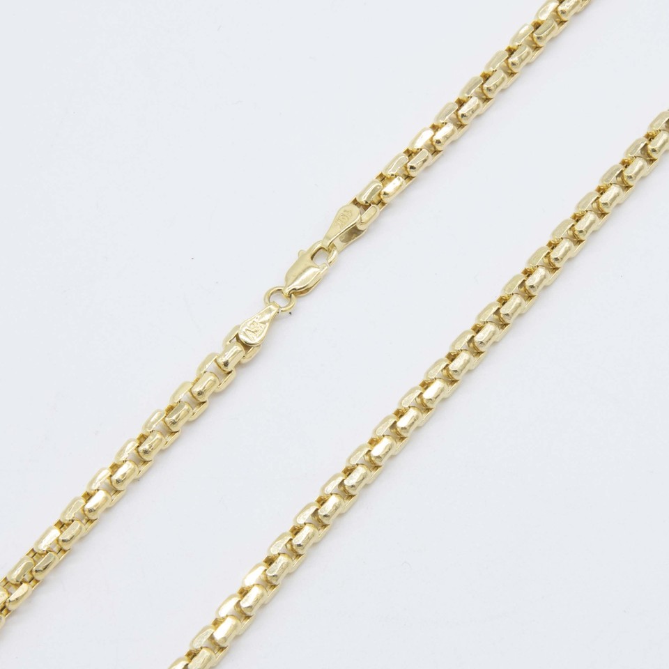 3.5mm Round Box Link Chain Necklace Real 10K Yellow Gold All Sizes | eBay