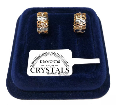 Pendientes Infinito Hombre Mujer Pl. Oro Amarillo 18K Con Cristales ...