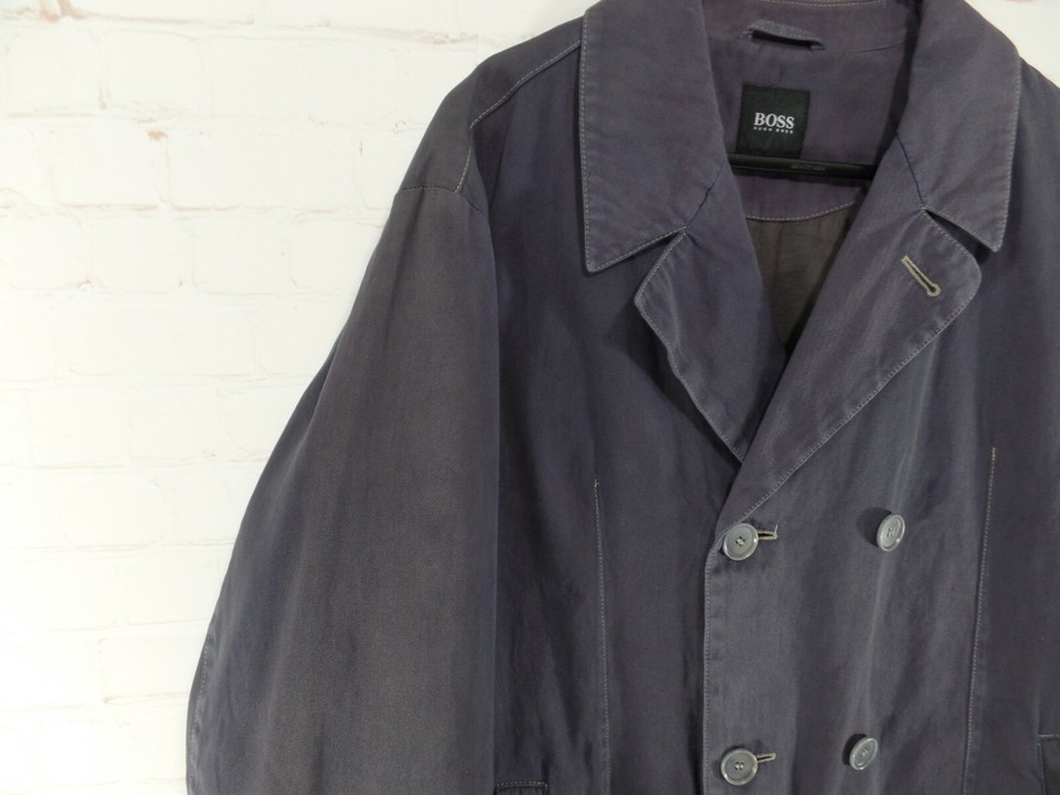 Hugo Boss Men's Peacoat 44R Double Breasted Trench Coat Overcoat ...