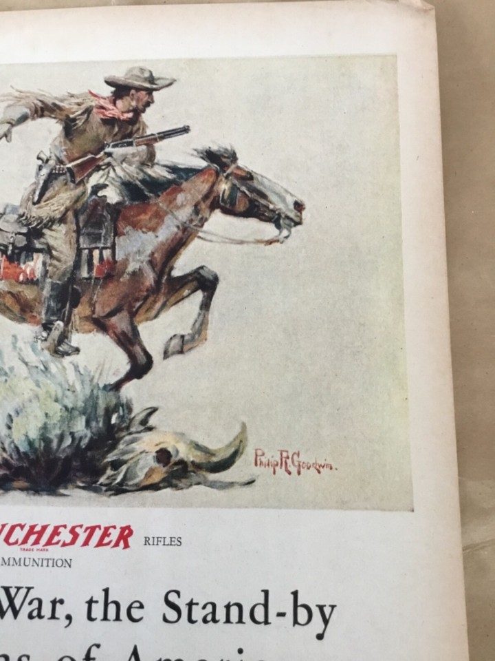 Winchester rifles print ad 1946 vintage 1940s art illustrated Philip R ...