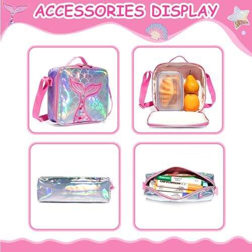 Mermaid Rolling Backpack for Girls Kids Backpack with Wheels for Pink ...