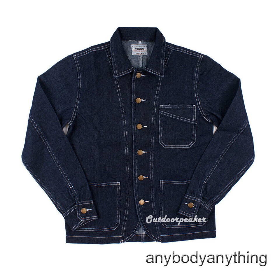 Railroad Denim Jacket Vintage Striped Men's Work Jean Chore Casual ...
