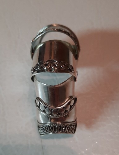Full Finger Knuckle Armor Ring Sterling Articulated Gothic w/bat ...