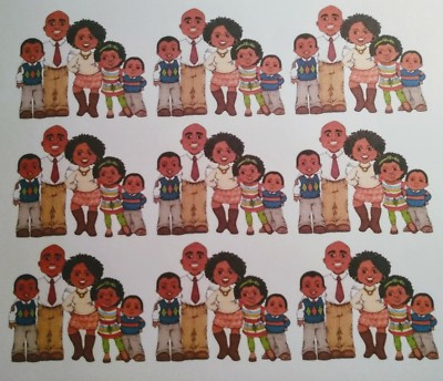9 African American Family of 5 stickers for planners and scrapbooking ...
