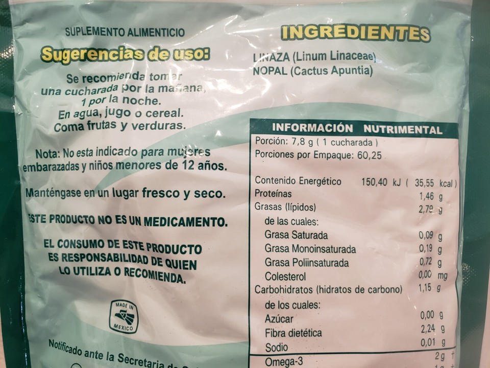 NOPALINAZA PLUS CANADIAN FLAXSEED WITH OMEGA 3 6 & 9 100% NATURAL ...