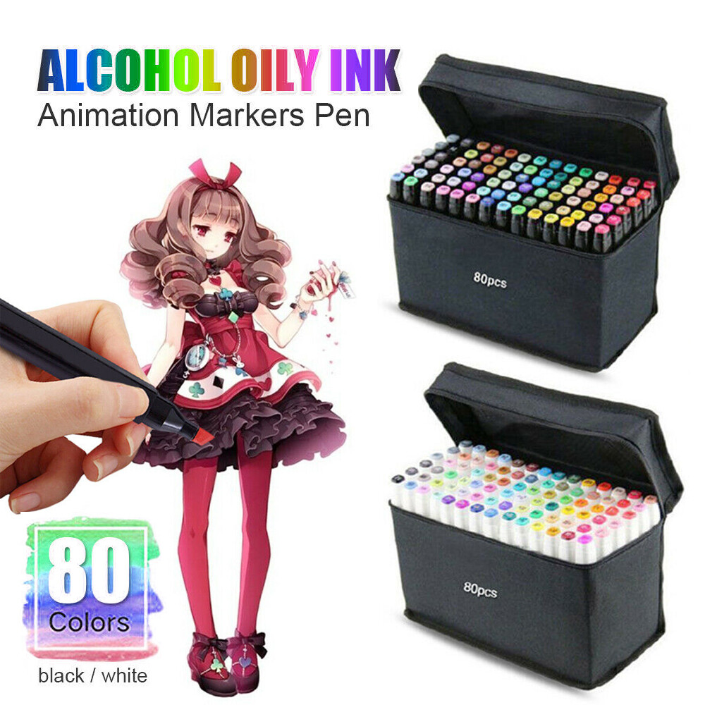 80PCS Marker Pen Set Dual Heads Graphic Artist Craft Sketch TOUCH ...