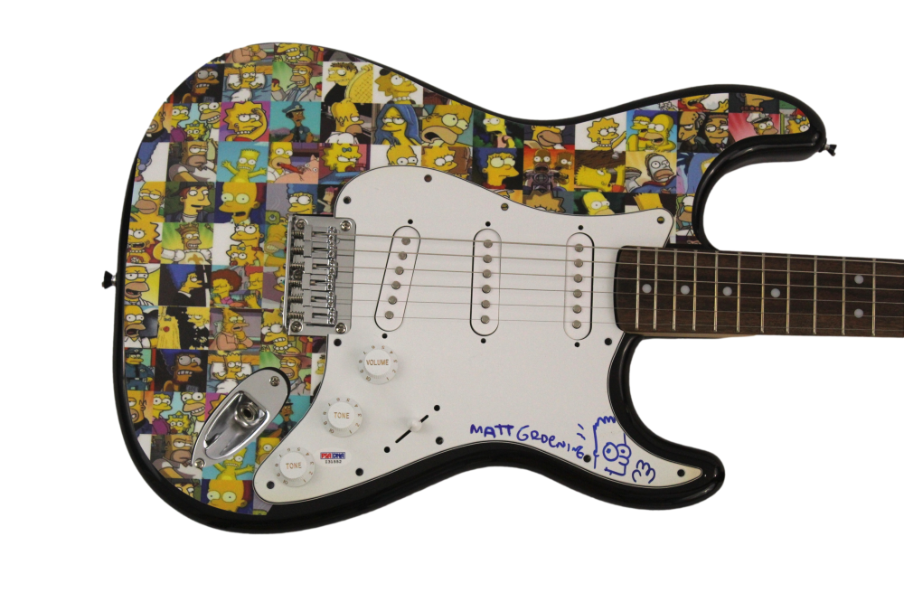 MATT GROENING SIGNED AUTOGRAPH CUSTOM 1/1 FENDER GUITAR - SIMPSONS ...
