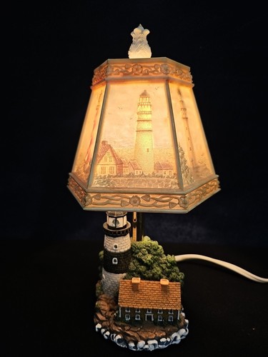 Vintage Lighthouse Small Table Lamp 6 Sided Lithophane Shade Working ...