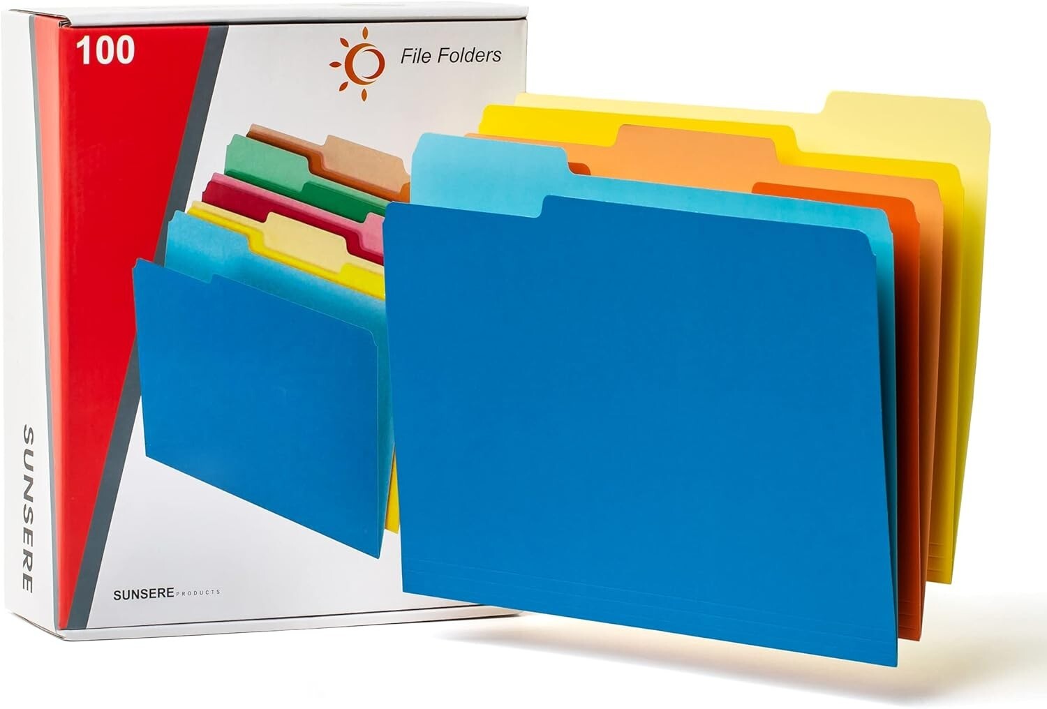 Colored File Folders – 100 Pack, Letter Size File Folders, 1/3-Cut Tabs ...