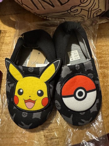 New Pokemon Slippers Boy Pikachu Pokeball Black House Shoes Loafers ...