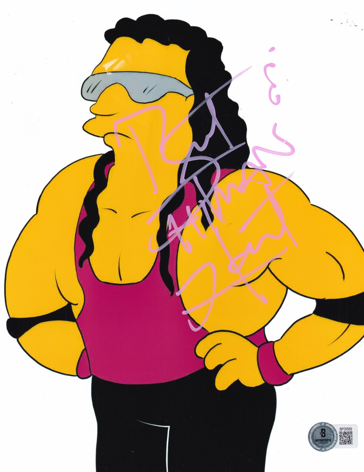 BRET HITMAN HART signed (THE SIMPSONS) WWF Wrestling 8X10 photo Beckett ...