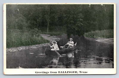 Vintage Postcard Ballinger TX Man Woman in Canoe Boat Tinted Q27 | eBay