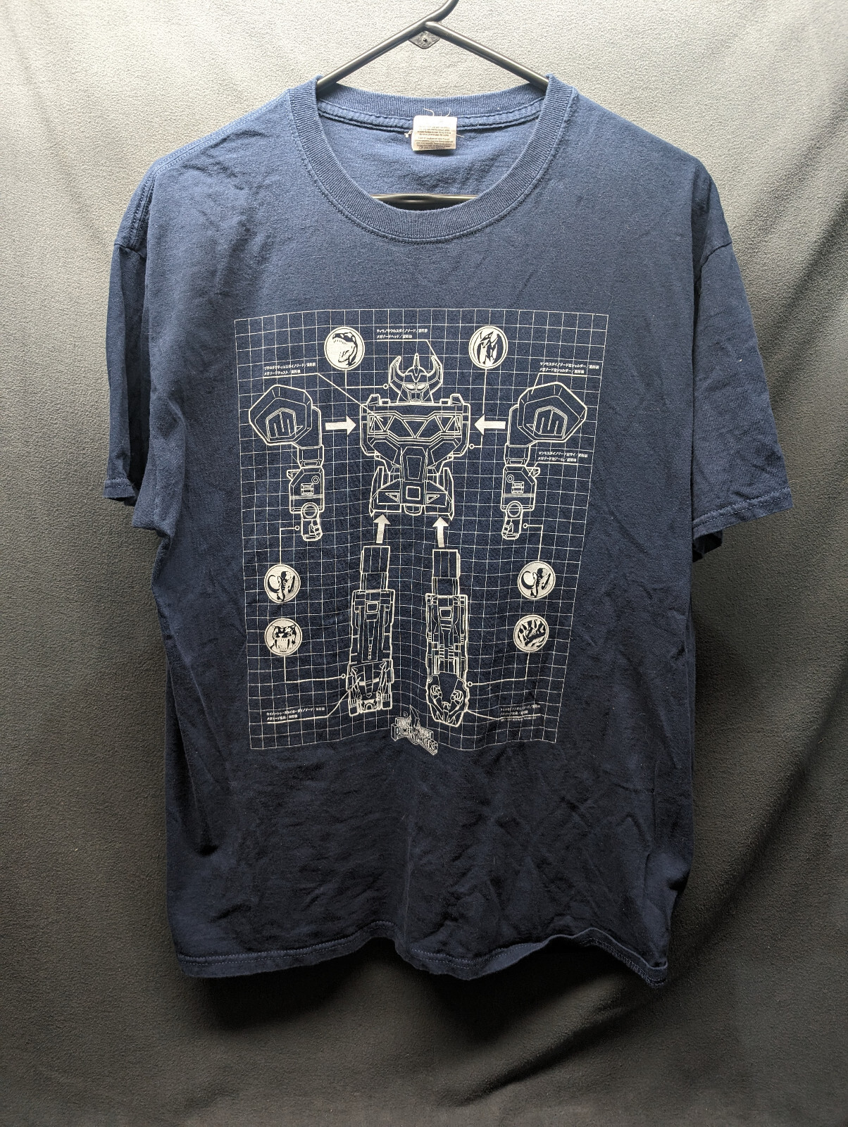 Megazord Mighty Morphin Power Rangers Blueprint Design T Shirt Large ...