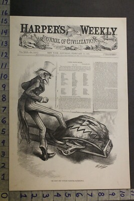 1878 POLITICAL SATIRE COMIC HARPER COVER UNCLE SAM MATTHEWS RESOLUTION ...