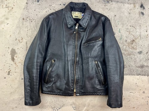 Schott 689H Horsehide Black Cafe Racer Leather Jacket Size 44 Moto ...