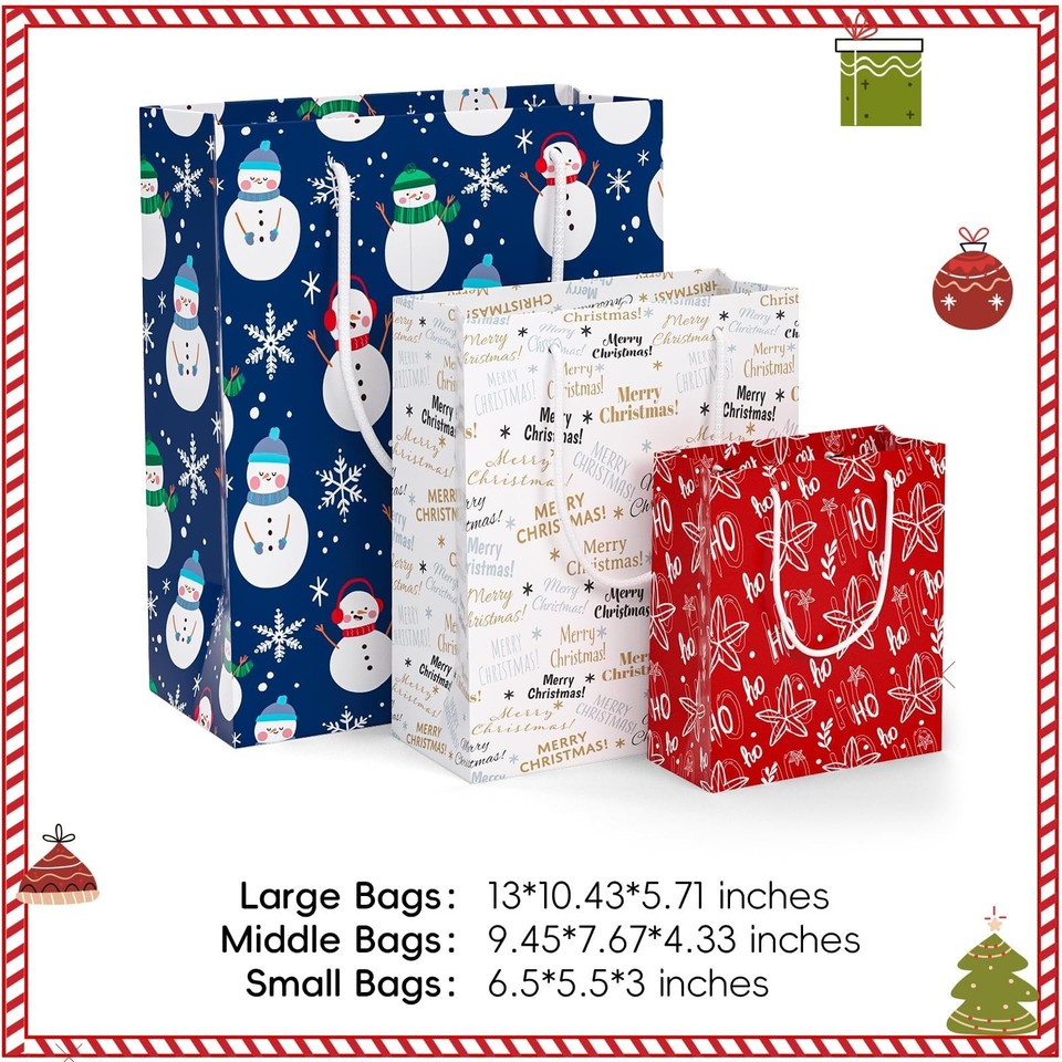 12 PCS Christmas Gift Bags Presents Wrapping, Xmas Patents Gift Bags ...