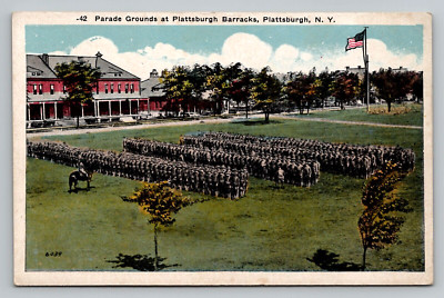 Postcard New York U.S. Army Parade Grounds at Plattsburgh Barracks ...