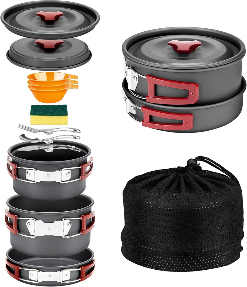 Camping Cookware, Portable Camping Essentials with Accessories, Camping ...