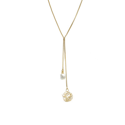 17 Inch Gold Chain Necklace With Pearl Tassel | eBay