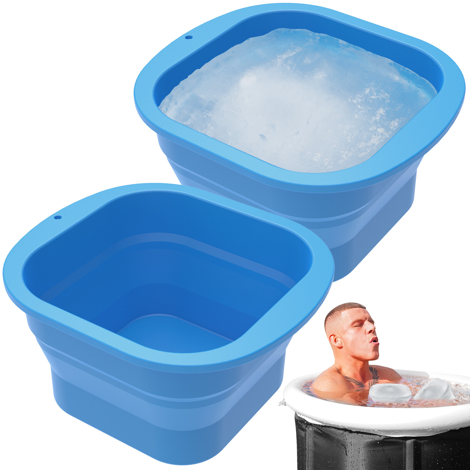 2 Pack Ice Block Mold 4-6lbs Extra Large Ice Cube Molds Foldable Large ...