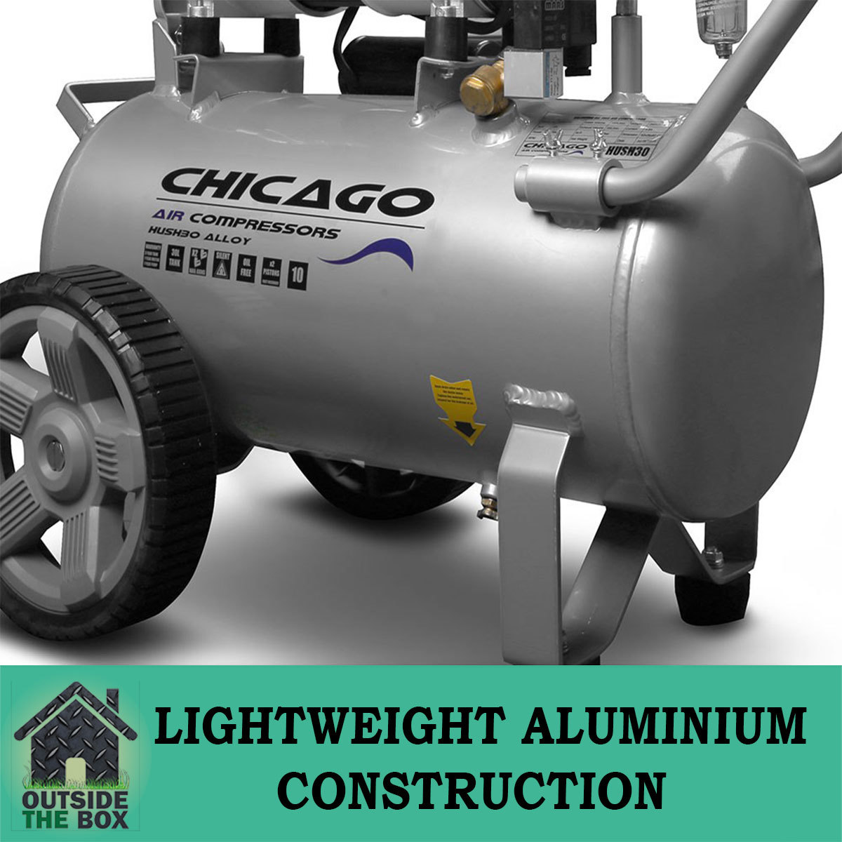 Chicago HUSH30 Aluminium Silenced 30L Air Compressor Rubber Dampener ...