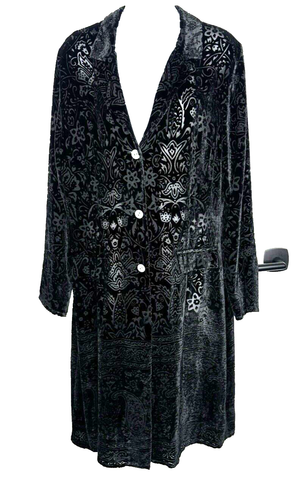 Monsoon Twilight Black Burnout Velvet Frock Opera Coat Jacket Semi ...
