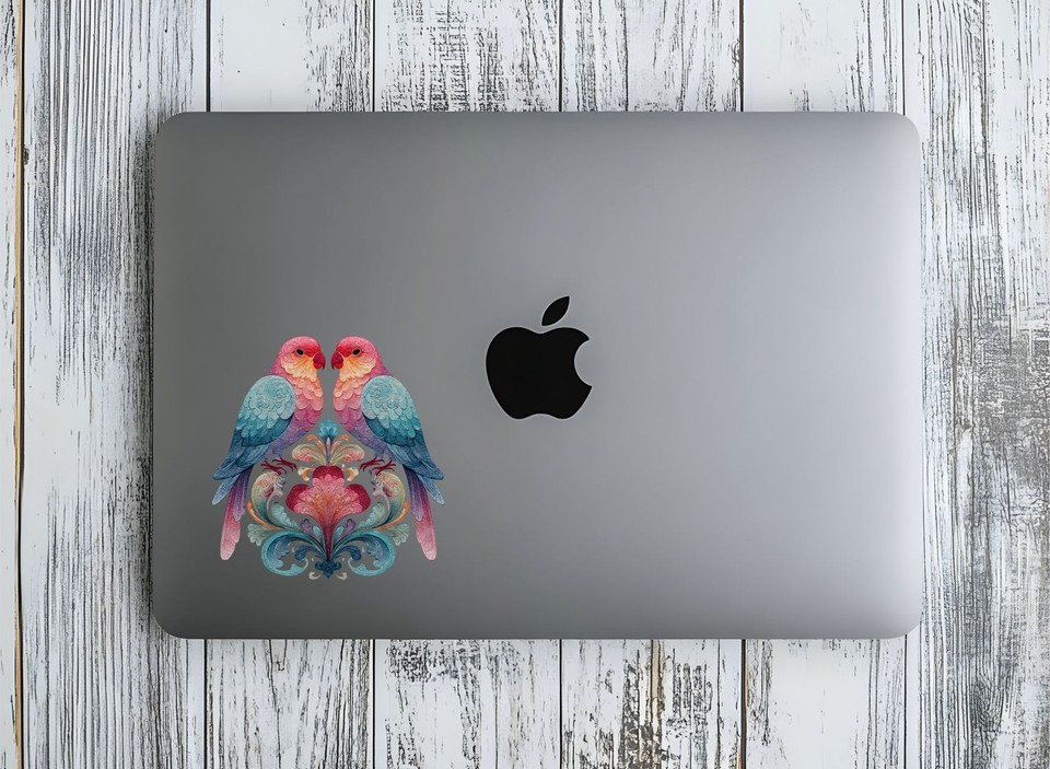 Valentine's Day Love Parrot UV DTF Sticker - Glass Laptop Tumbler Wall ...