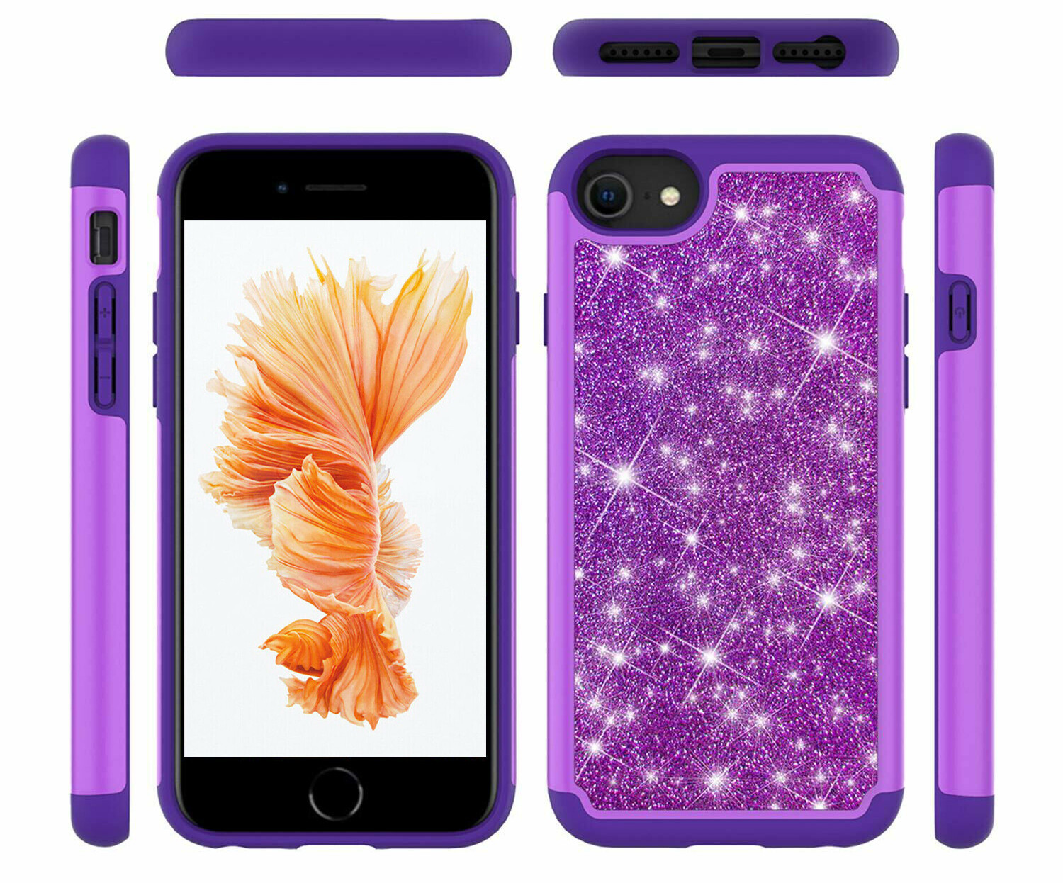 For iPhone SE 2020 (2nd Generation) Glitter Bling Shockproof Dual Case ...