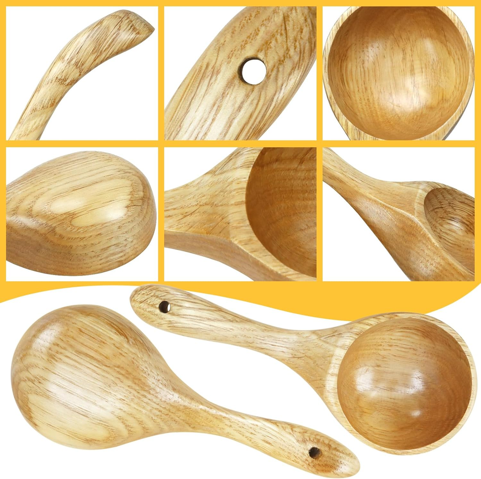 2 Pack Wooden Kitchen Scoop Ladle,Multipurpose Large Solid Wood Water ...