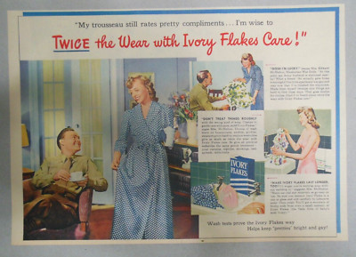 Ivory Flakes Soap Ad: Twice The Wear With Ivory ! from 1944 Size: 11 x ...