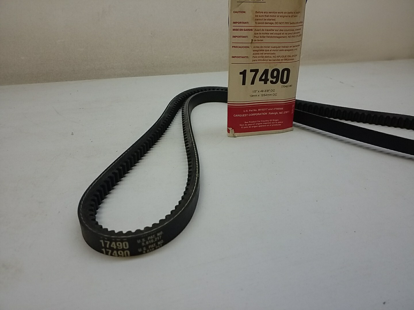 17490 Carquest Automotive Cogged V-Belt 1/2" X 3/8" OC Made In USA | eBay