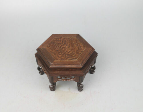 Rosewood Carved Hexagonal Display Shelf Stand China Wooden Base Ji-chi ...