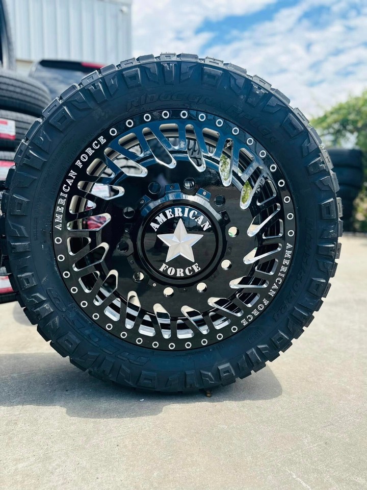 6 NEW American Force J03 Plague Black 22x8.25 Dually Wheel Rim W/TIRES ...