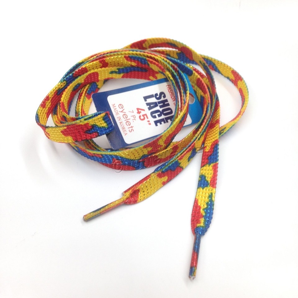 RARE COLORED Shoelaces Metallic Shoe Strings Glitter Novelty Printed ...