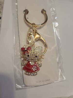 Sparkling Rhinestone Keychain / Ring Charm - Cute Hello Kitty (Red) Bow ...