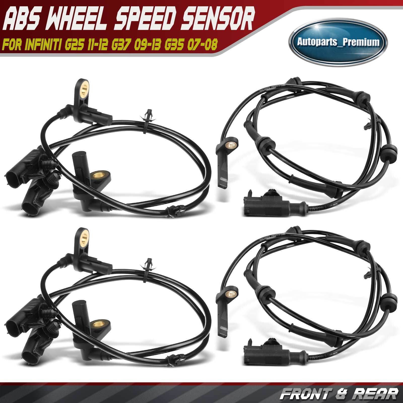 4xFront & Rear ABS Wheel Speed Sensor for Infiniti G25 11-12 G37 09-13 ...