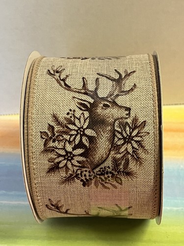 New roll wire edged ribbon 2.5” wide 25’ deer head antlers Homemade ...