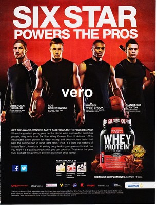 WHEY protein print ad 2012 MMA Schaub NFL Gronkowski NBA Westbrook MLB ...