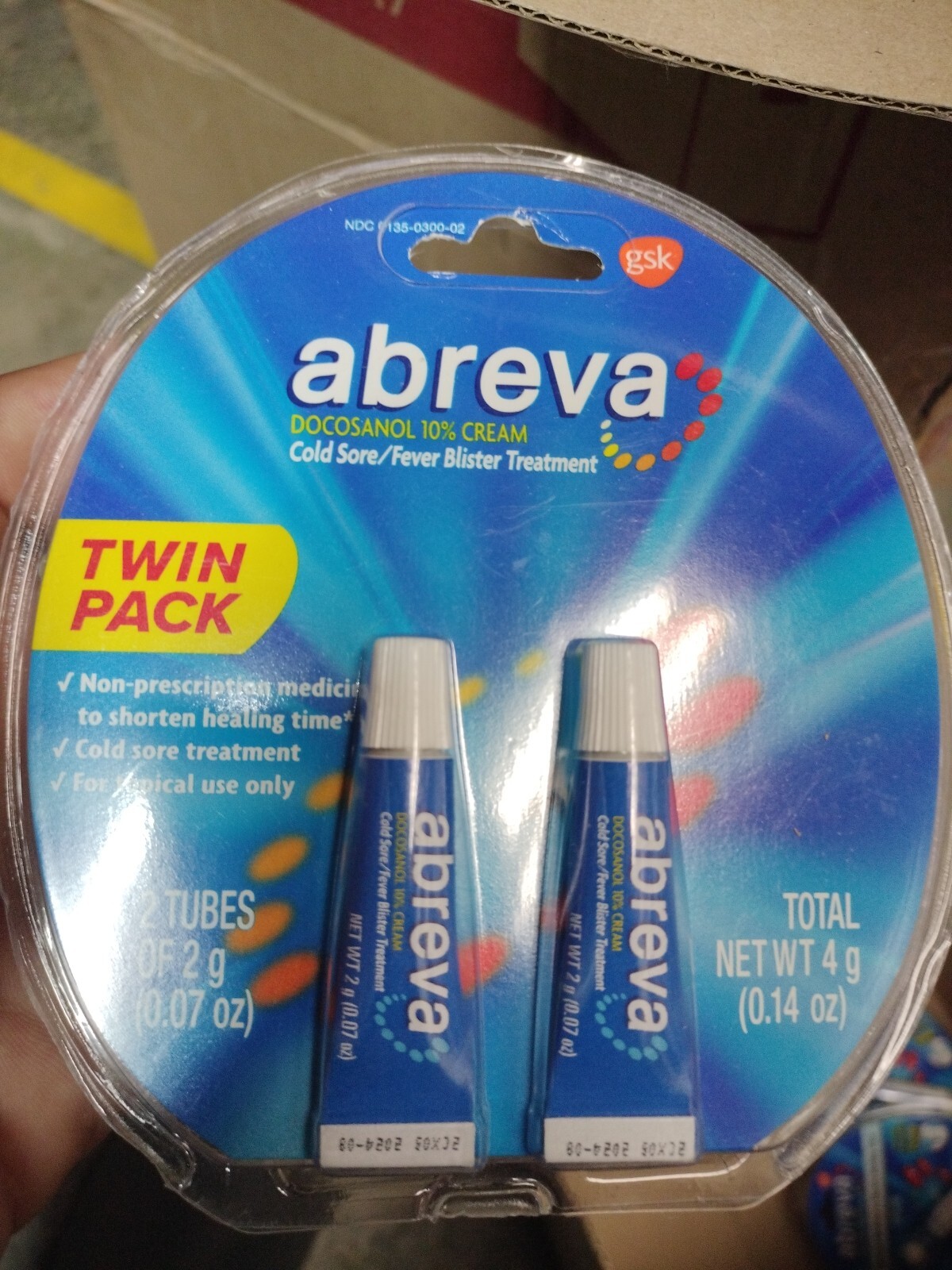 Abreva Cold Sore/Fever Docosanol 10% Cream 2 Tubes 2g, Expires: 8/24 ...
