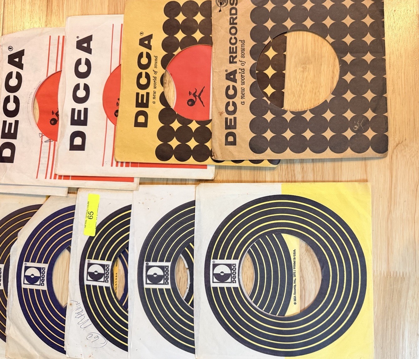 Lot of Vintage Epic & Decca 45 RPM Company Sleeves - 1960s-70s Variety ...