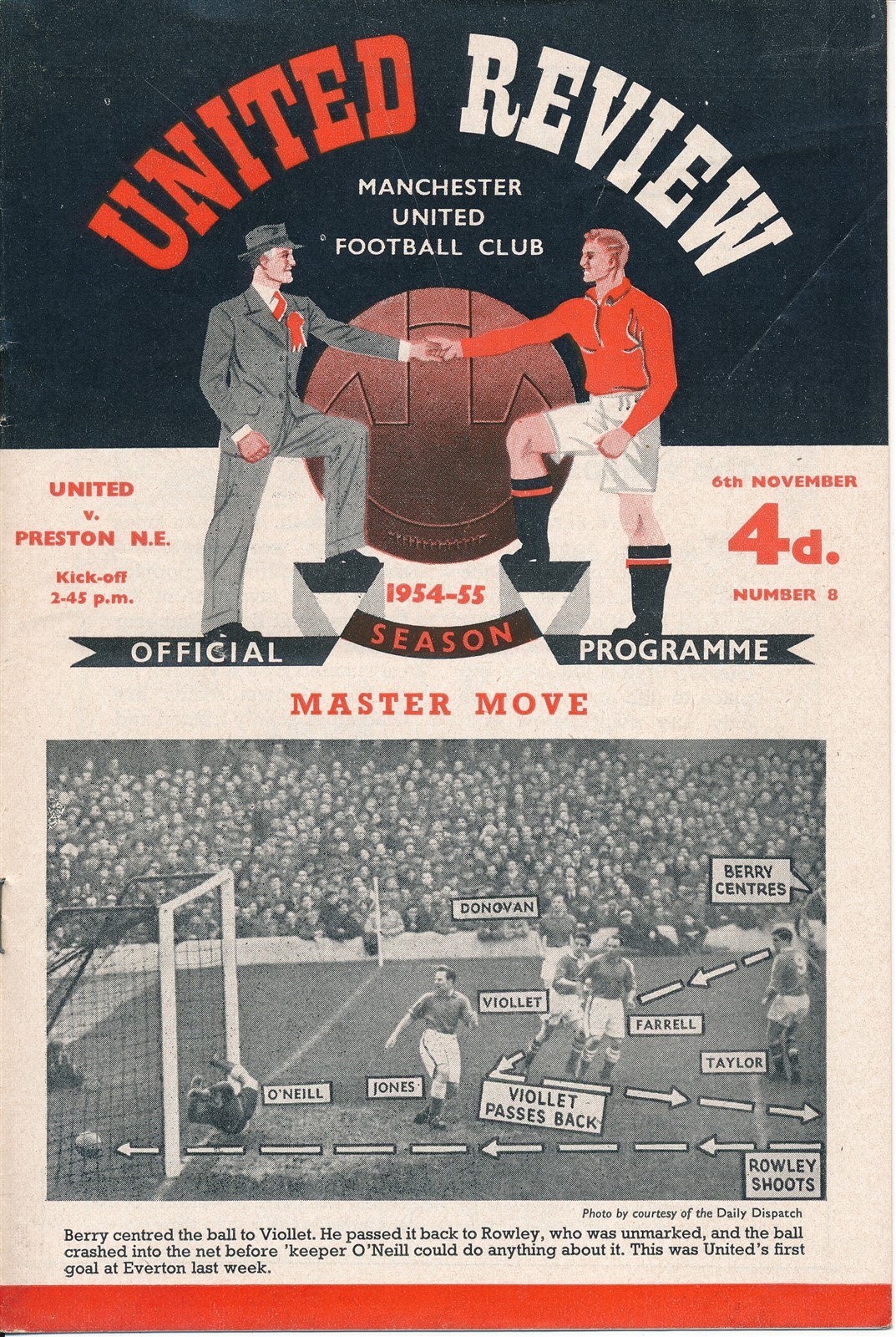 MANCHESTER UNITED v Preston North End 1954/1955 - Football Programme ...