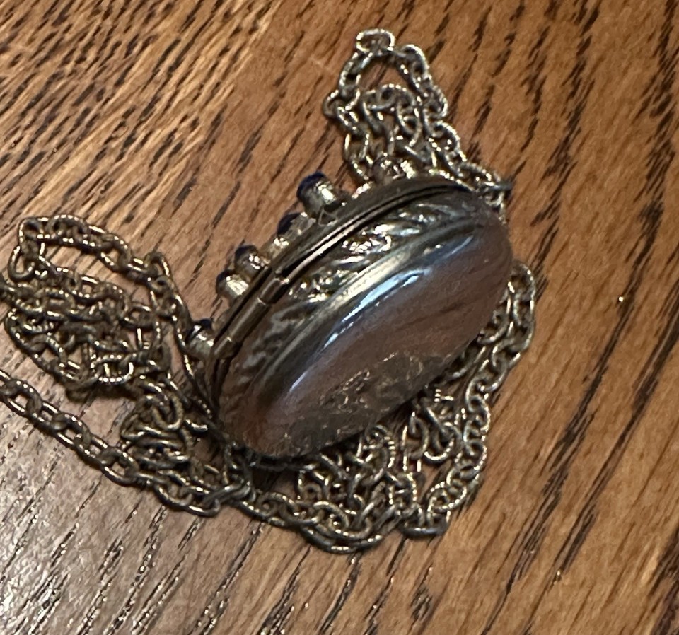 Vintage Coro Gold Tone Locket With Blue Rhinestones & Faux Pearls ...