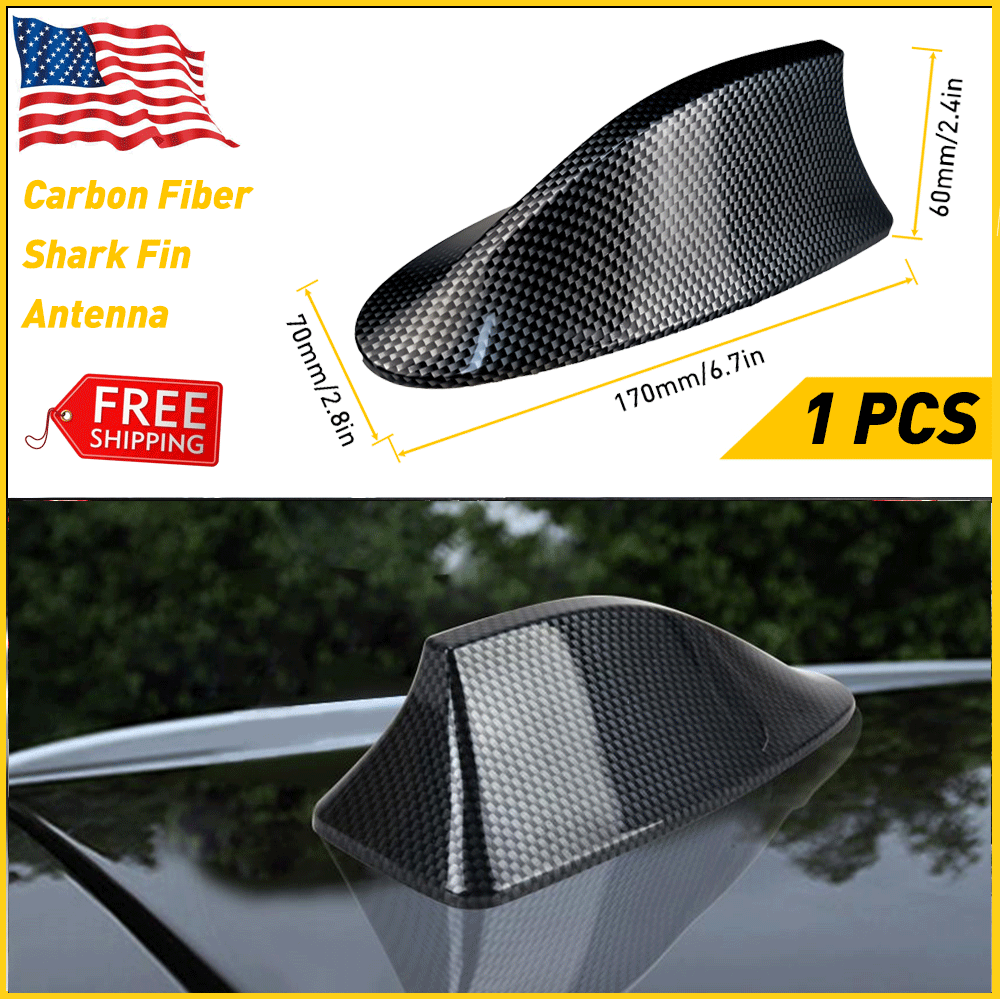 Car Antenna Cover Shark Fin Radio AM/FM Signal Booster Carbon Fiber ...