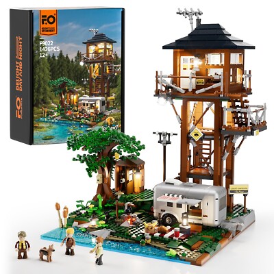 Watchtower campsite building block toys with LED lighting model puzzle ...