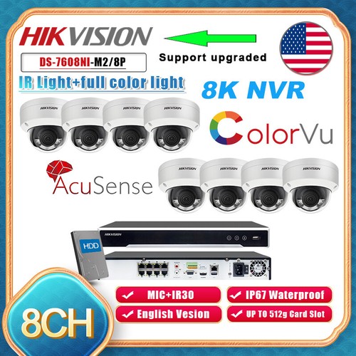 Hikvision 8K 8CH 4K 8MP ColorVu Dome IP Camera System Smart Light 32MP ...