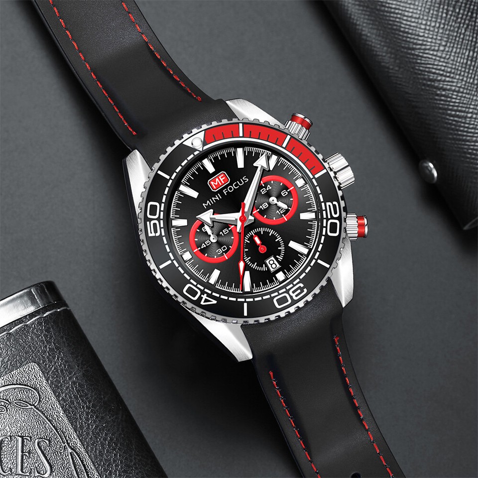 MINI FOCUS Waterproof Multifunction Chronograph Calendar Luminous ...